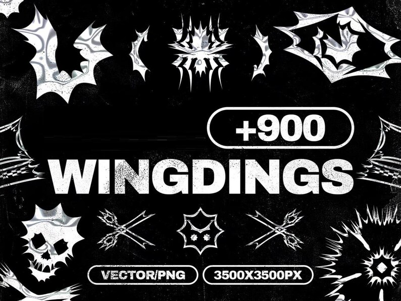 Wingding Shapes Pack – 900+ Symbols & Icons | SVG and PNG | Full Design ...