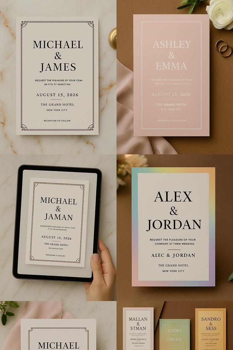 LGBTQ Wedding Invitation - Gay Wedding Invite Black and Gold Wedding ...