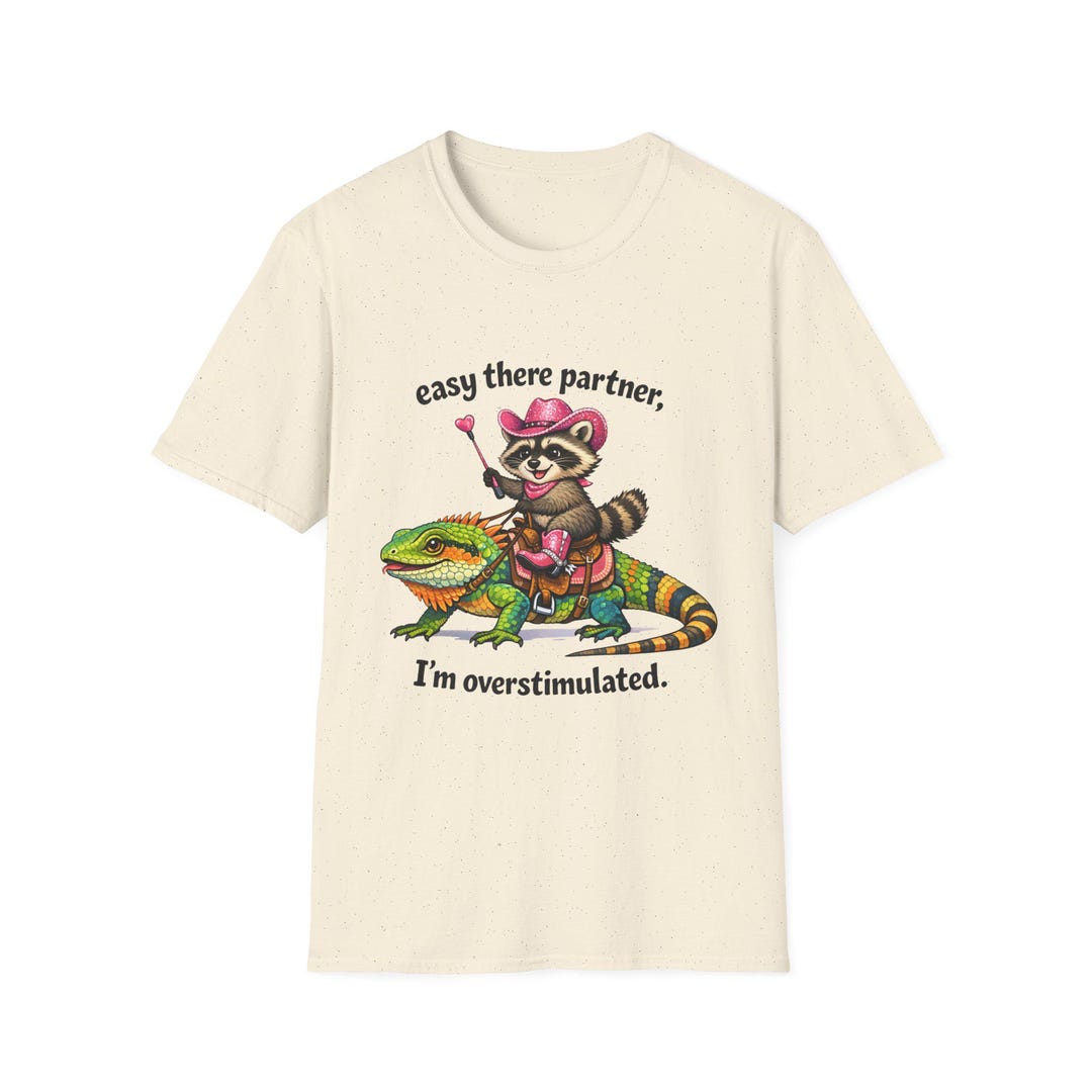 Raccoon Cowboy on Lizard T-shirt | "easy There Partner, I'm ...
