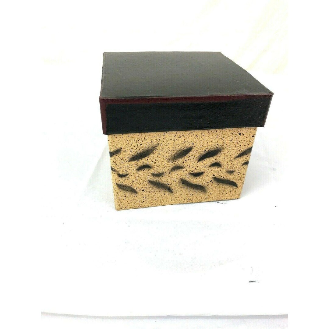 Square Paper Mache Crow Design Box With Lid Black Tan - Etsy