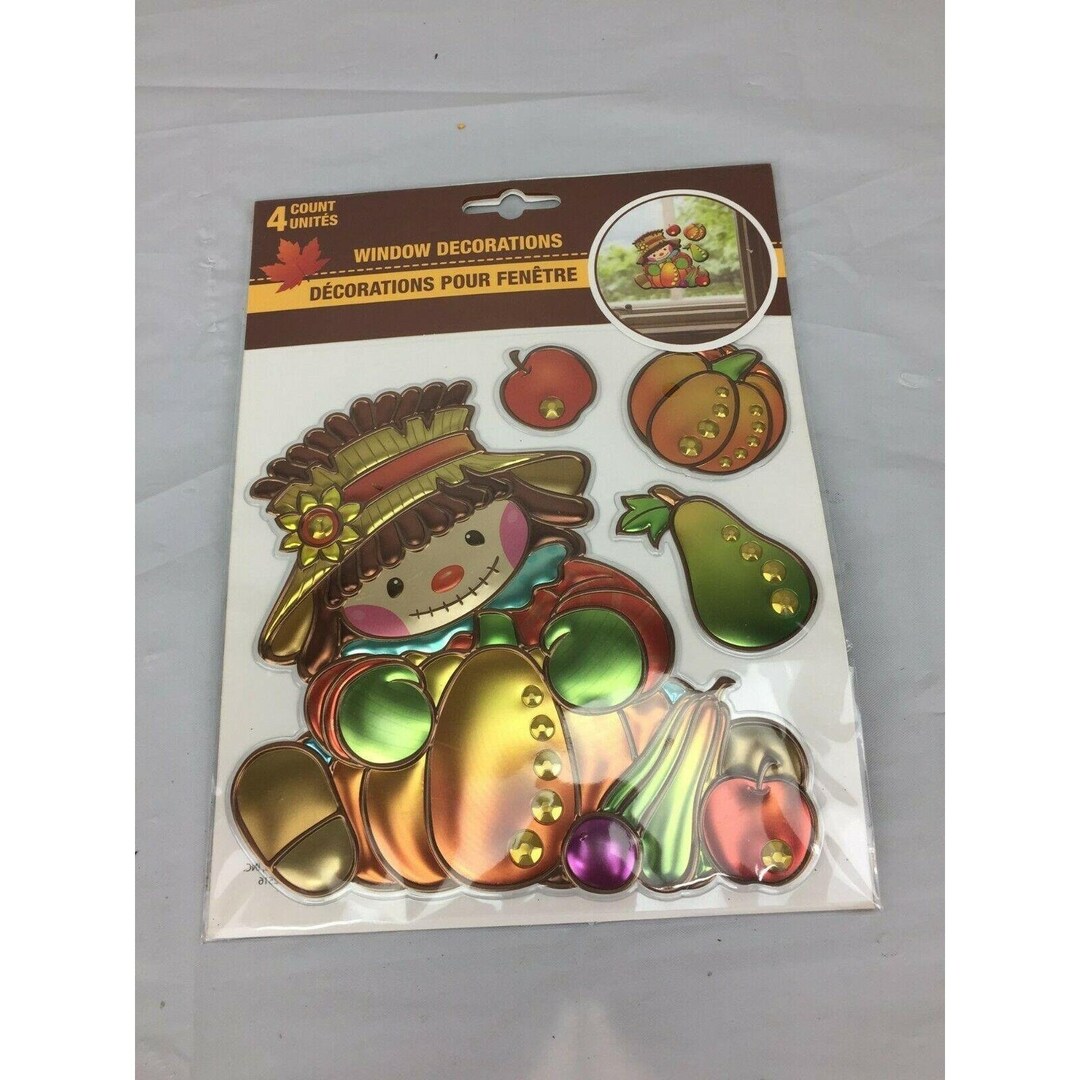 Fall Scarecrow Themed Foil Window Decor NIP Metallic - Etsy