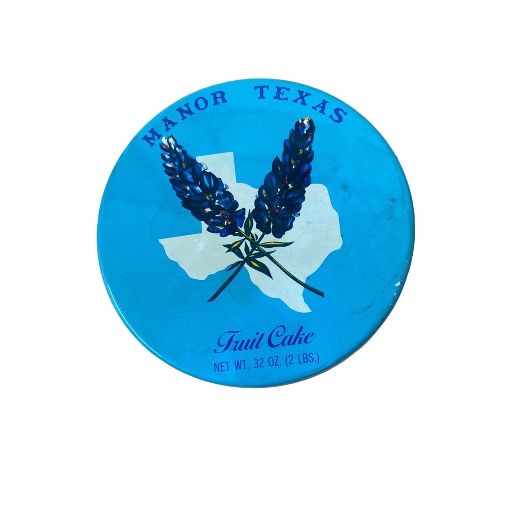 Vintage Manor Texas Fruit Cake Round Tin Collectible Advertising Photo ...