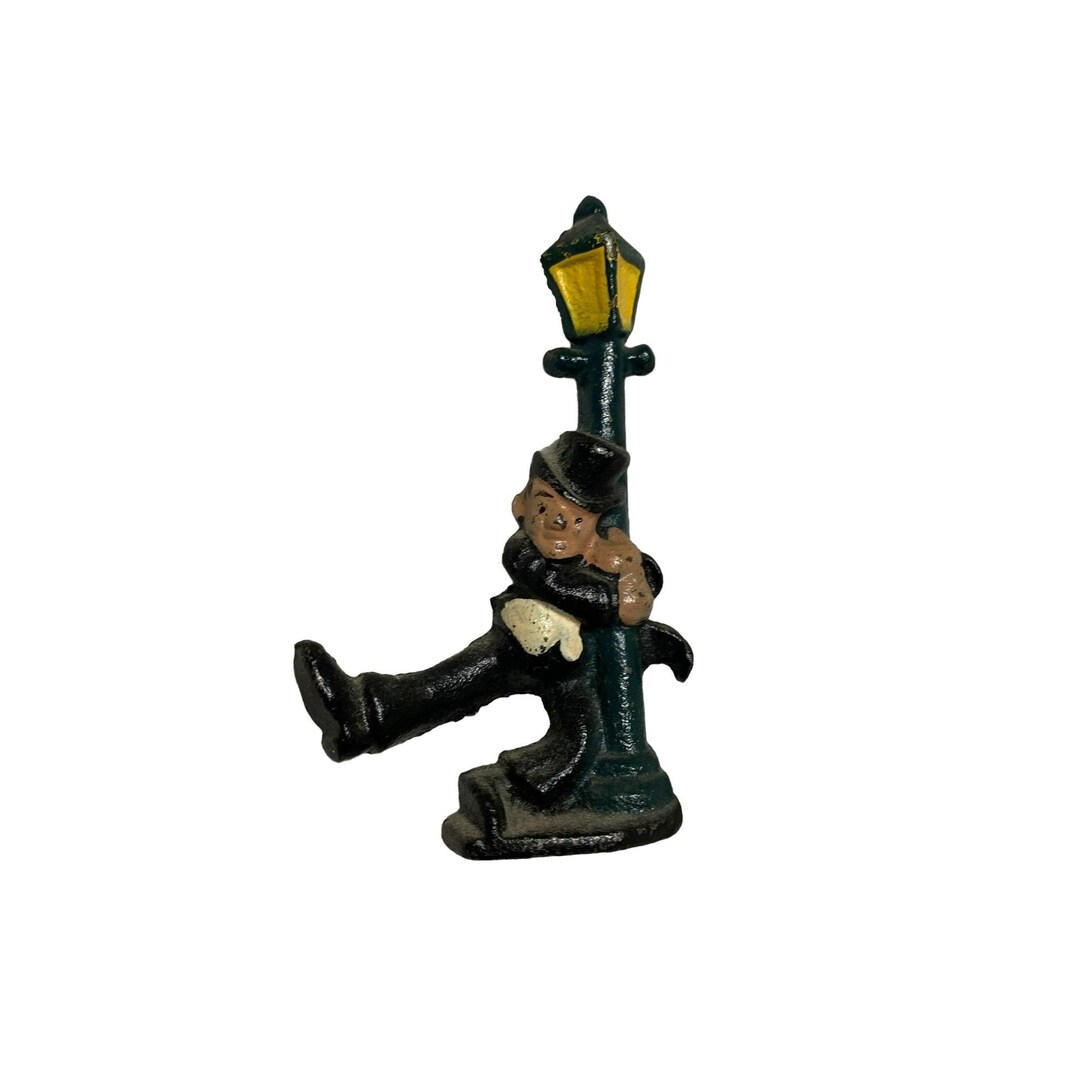 Vintage Miniature Cast Iron Lamp Lighter Man Pole Figurine Christmas ...