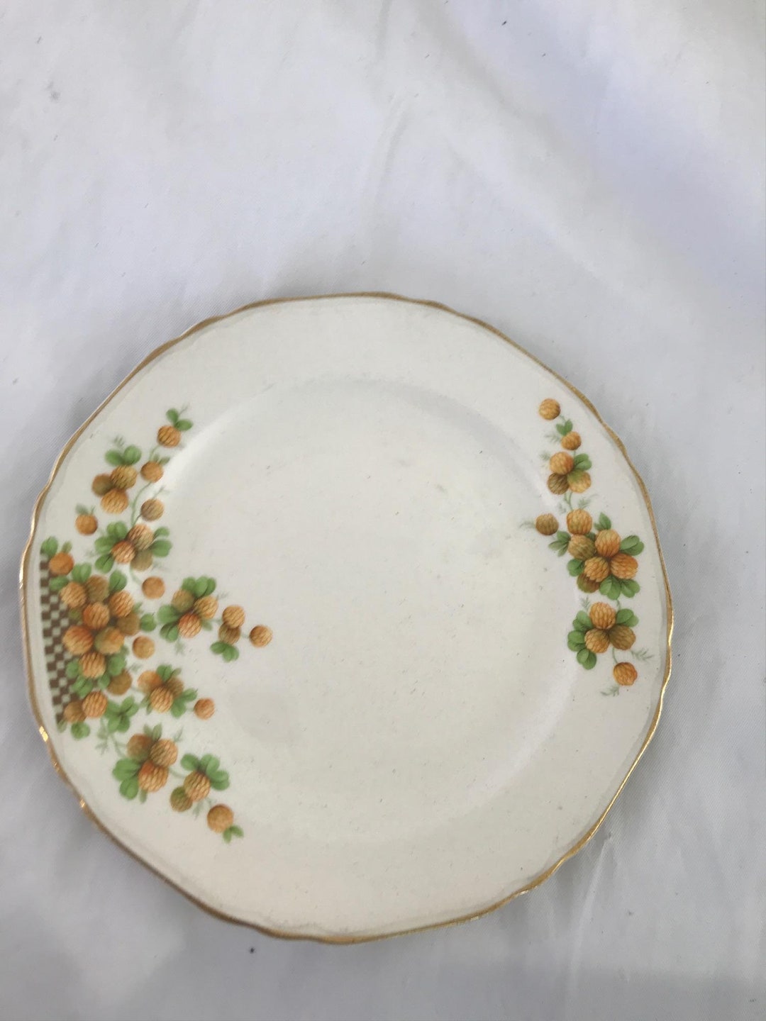 Vintage Crown Potteries Co Small Plate Orange Floral Pattern - Etsy