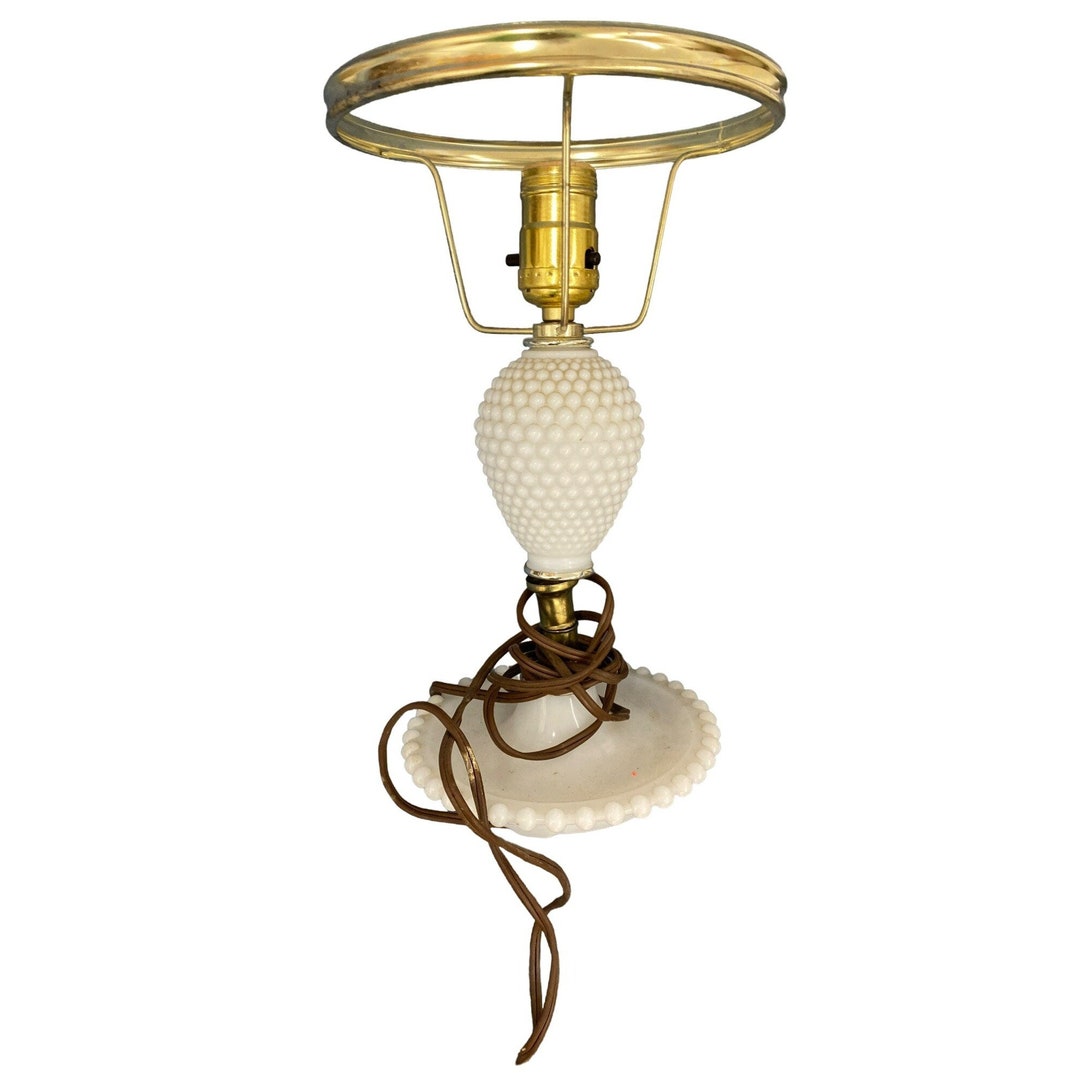 As Is Vintage Milk Glass Lamp Tabletop Etsy
