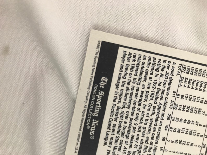 Johnny Bassler Detroit Tigers Catcher 1992 Trading Card - Etsy