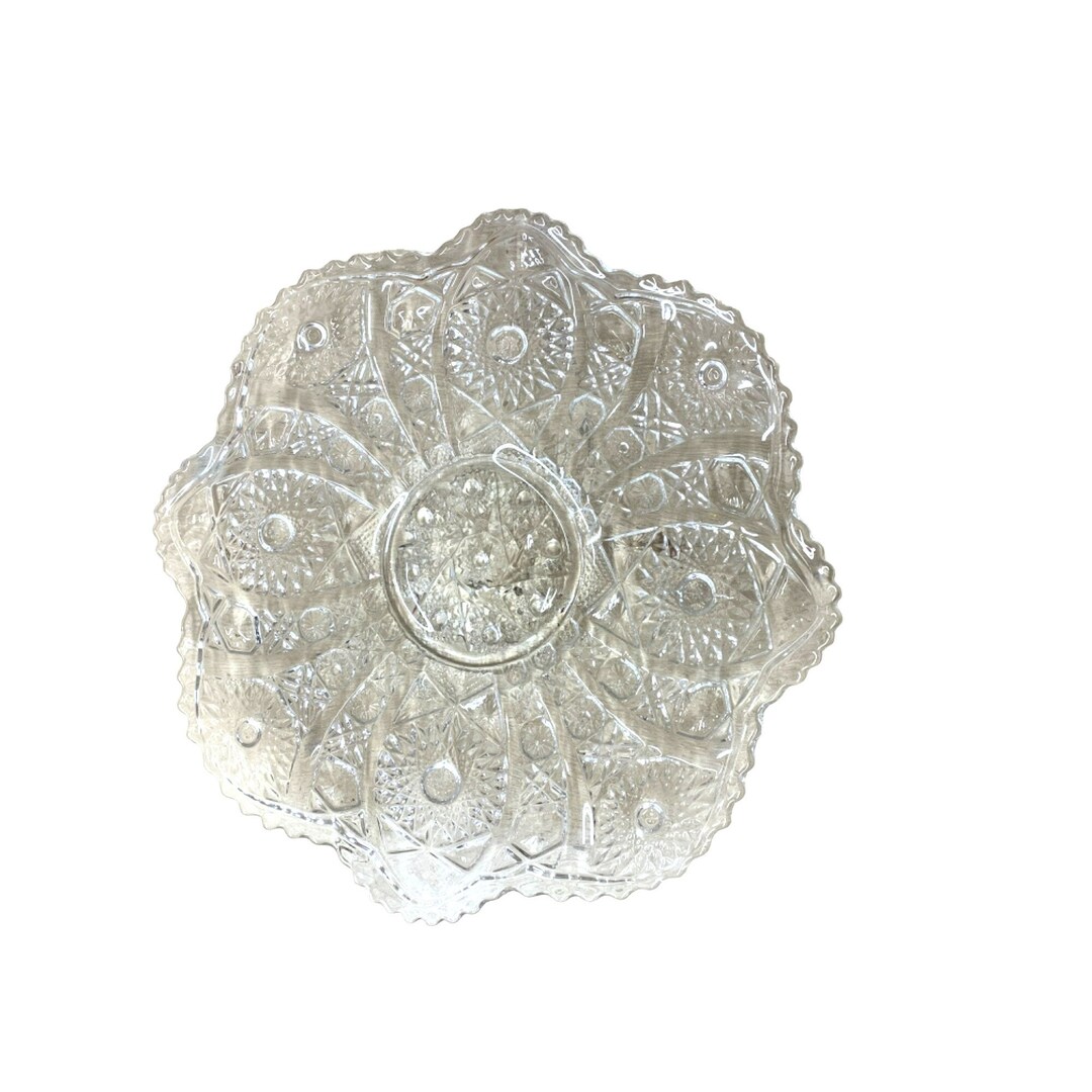 Vintage Pressed Cut Glass Serving Tray Clear Tableware - Etsy