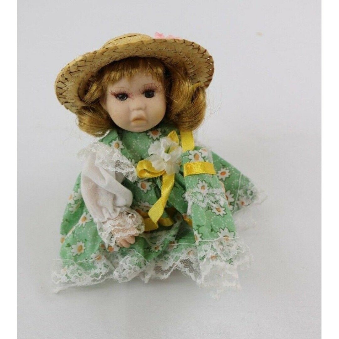 Miniature 6 Porcelain Doll Light Green Dress Hat - Etsy