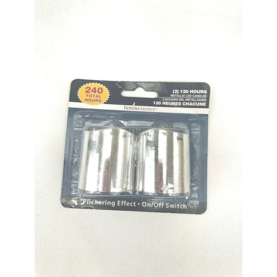 Luminescence Metallic Silver LED Candles Nip 240 Hours Flickering ...