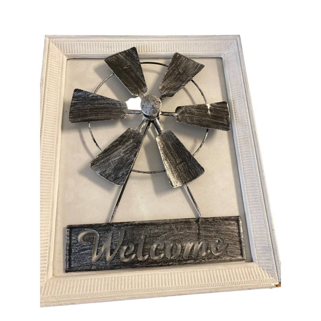 Handmade Wood Metal Windmill Welcome Sign Tabletop Wall Decor - Etsy