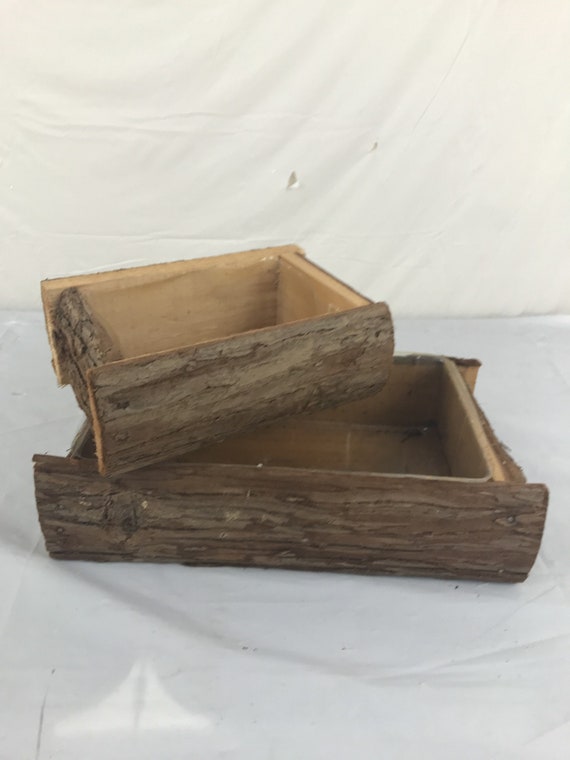 Set of 2 Rustic Primitive Wooden Boxes Decor Accent With | Etsy
