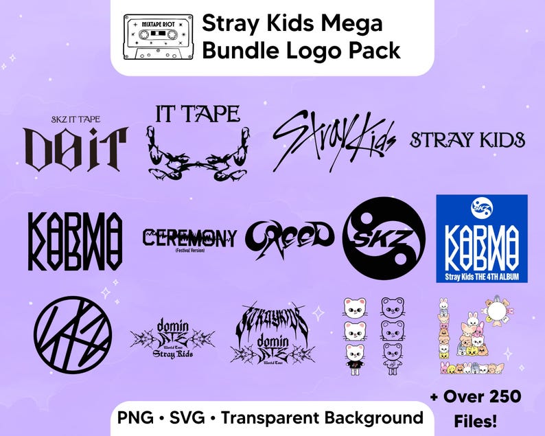 Stray Kids SKZ Logos & SKZOO Mega Bundle 250+ Images | Png, Svg ...
