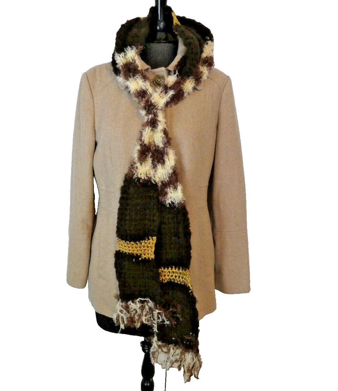 Unique Scarf Wooly Fluffy Extra Long Handmade Crochet Hand Knit Made in ...