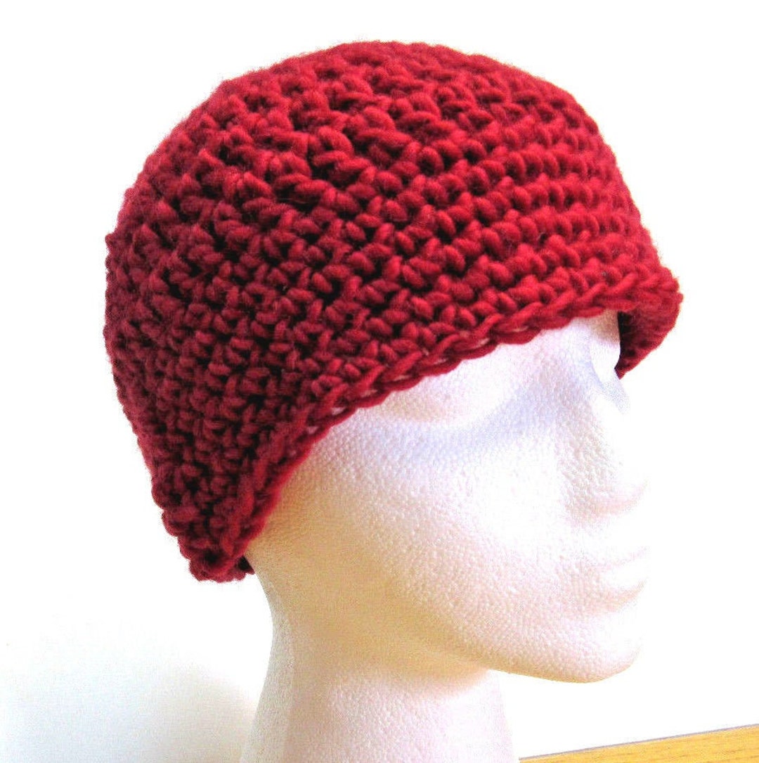Red Wool Beanie, Chunky Yarn Hat Ski Snow Boarding Skull Cap, Thick ...