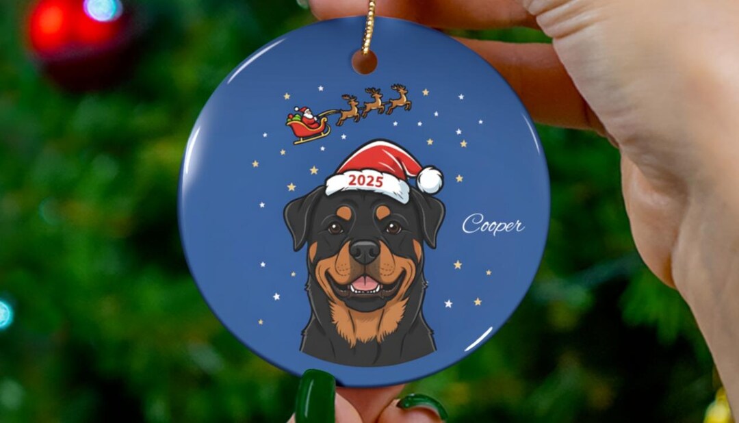 Personalized Rottweiler Christmas Ornament • Custom Dog Name Ornament ...