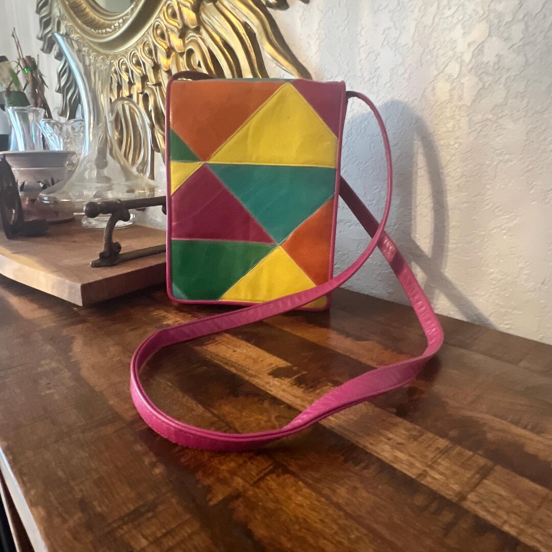 Joseph B. Vintage Pink Patchwork Multi-color Crossbody Purse - Etsy