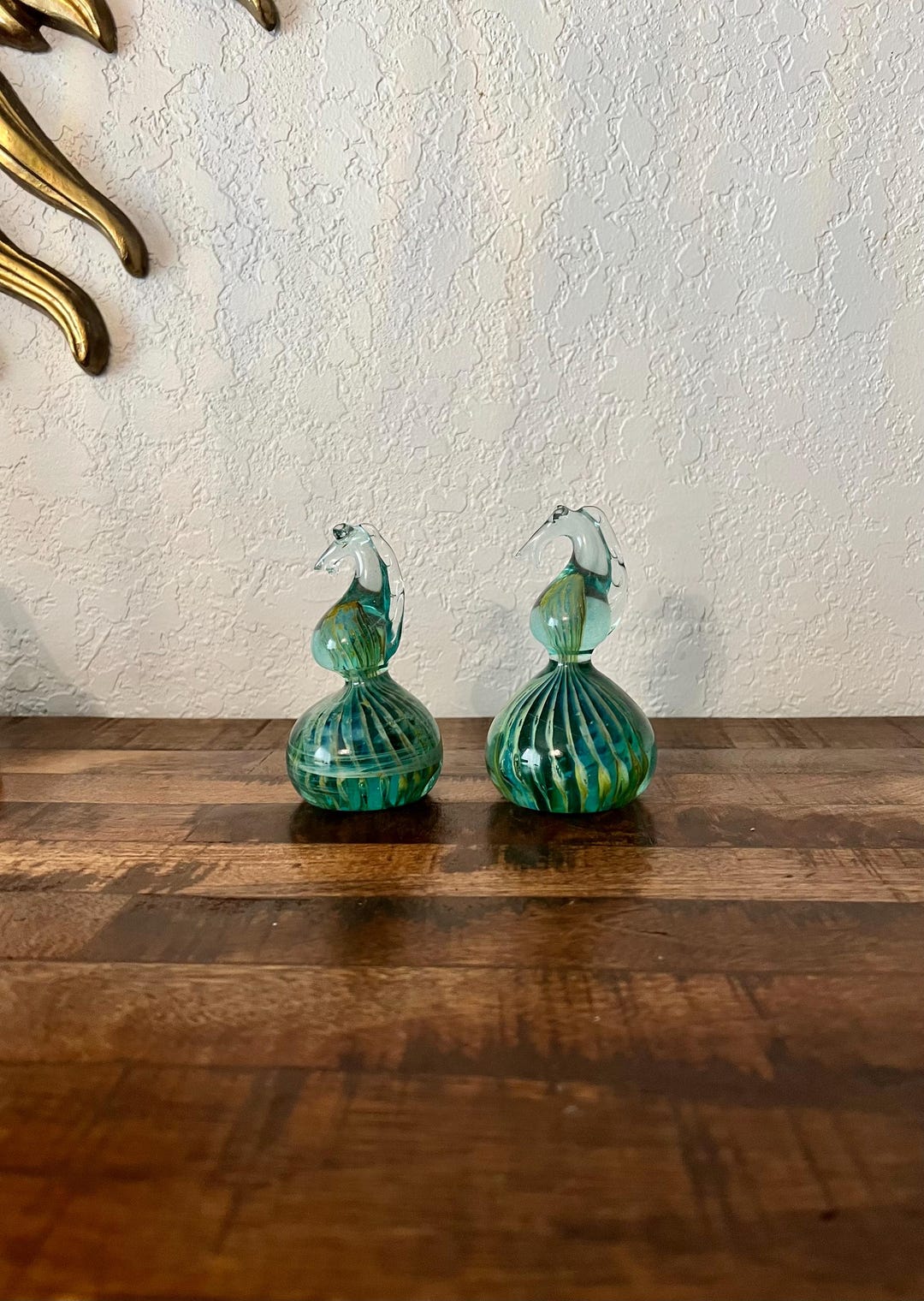 Vintage Pair of Mdina Glass Horse/seahorse Paperweights, Shelf Decor - Etsy