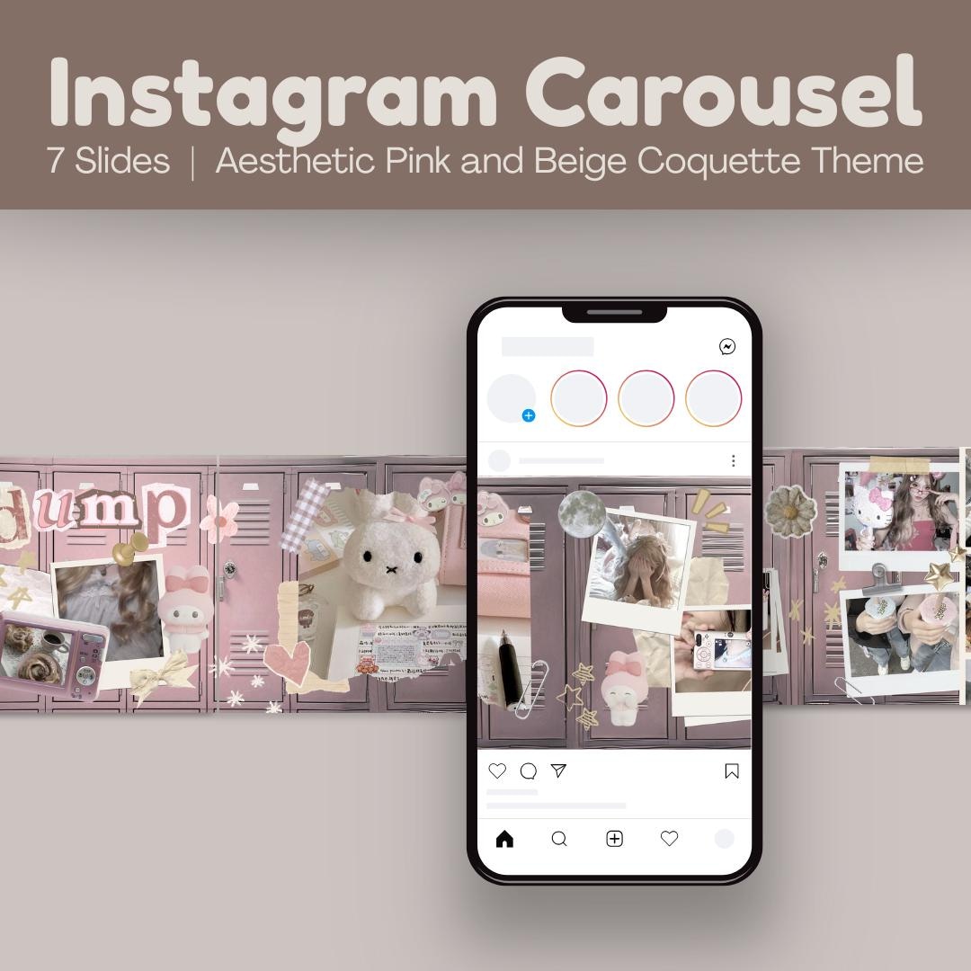 Pink and Beige Aesthetic Coquette Instagram Carousel Template ...