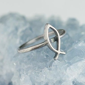 Sterling Silver Christian Fish Ring Solid .925 Ichthys Jesus Fish Ring - Etsy