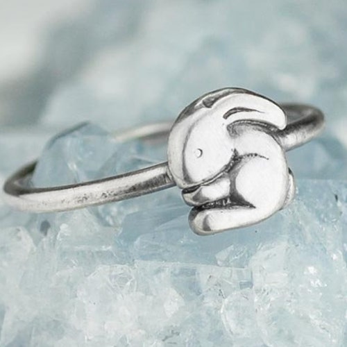 Sterling Silver Rabbit Ring Solid .925 Cute Cuddly Bunny Rings - Etsy