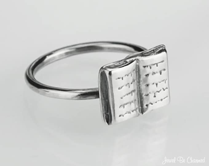 Sterling Silver Book Ring Solid .925 Reader Writer Rings Custom Sizes ...