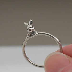 Sterling Silver Cute Bunny Rabbit Ring Solid .925 Bunnies Custom Sizes ...