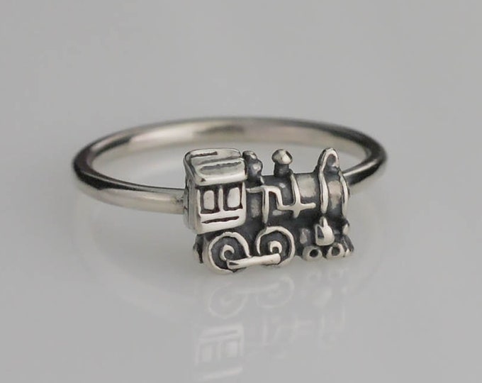Sterling Silver Train Ring Solid 925 Railroad Engine Ring Custom Sizes ...