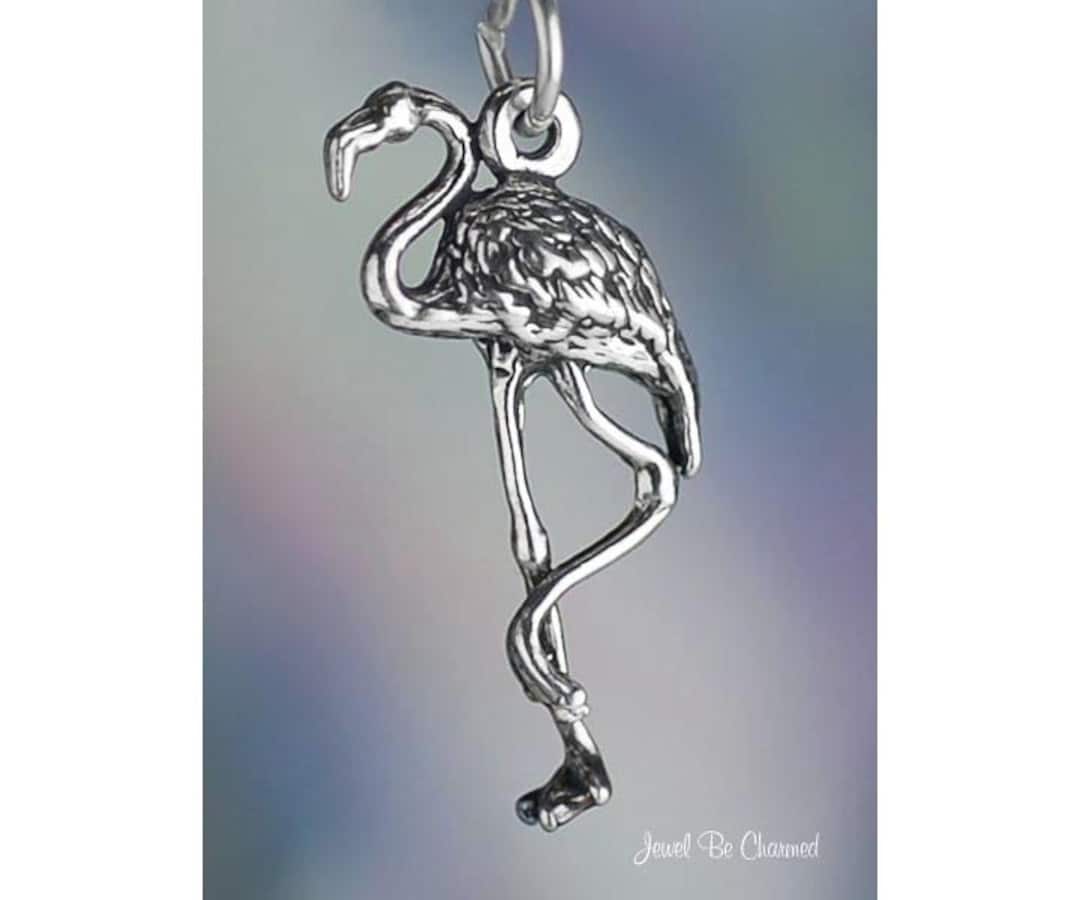 Sterling Silver Flamingo Charm Bird Florida Tropical 3D Solid .925 - Etsy