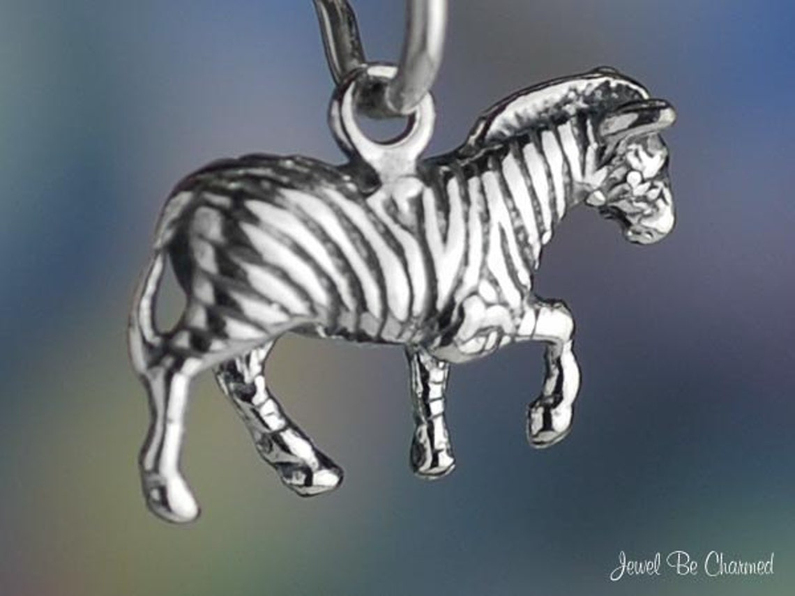 Sterling Silver African Safari Zebra Charm Wild Zebras 3D | Etsy