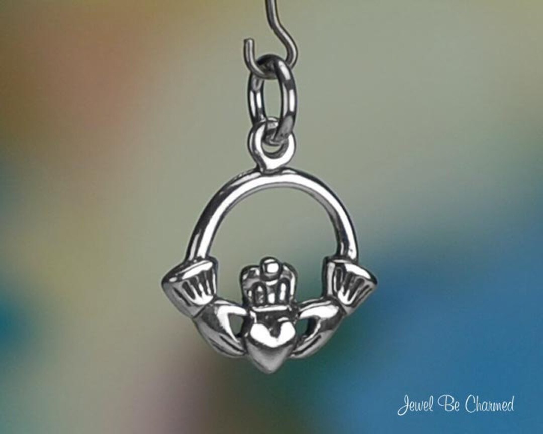 Sterling Silver Claddagh Heart in Hands Charm Circle Irish Solid .925 ...