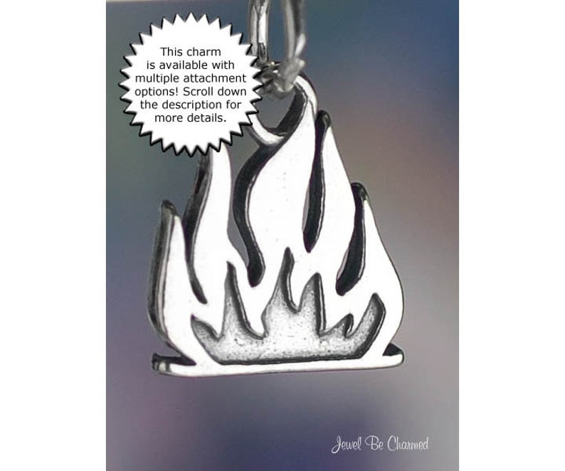 Sterling Silver Burning Flames Fire Charm Camping or - Etsy