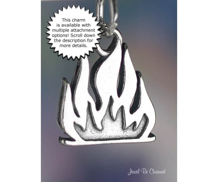 Sterling Silver Burning Flames Fire Charm Camping or - Etsy