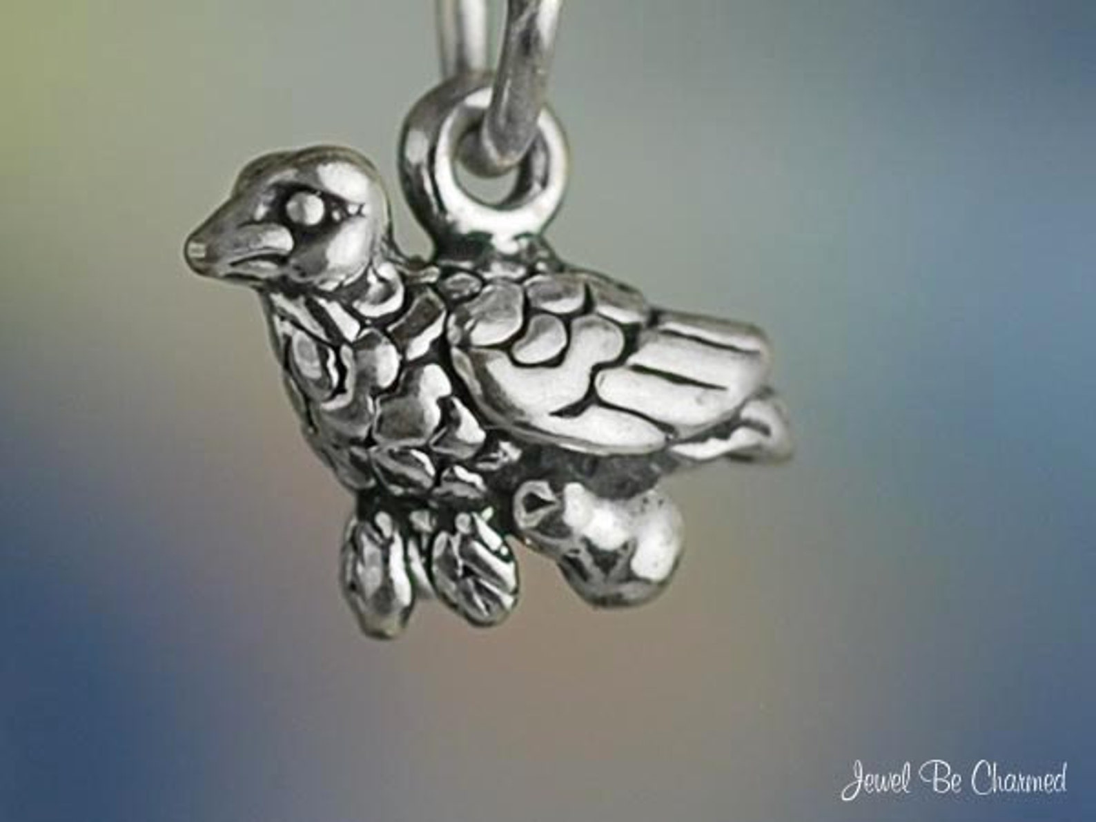 Miniature Sterling Silver Partridge in a Pear Tree Charm Tiny 3D .925 ...