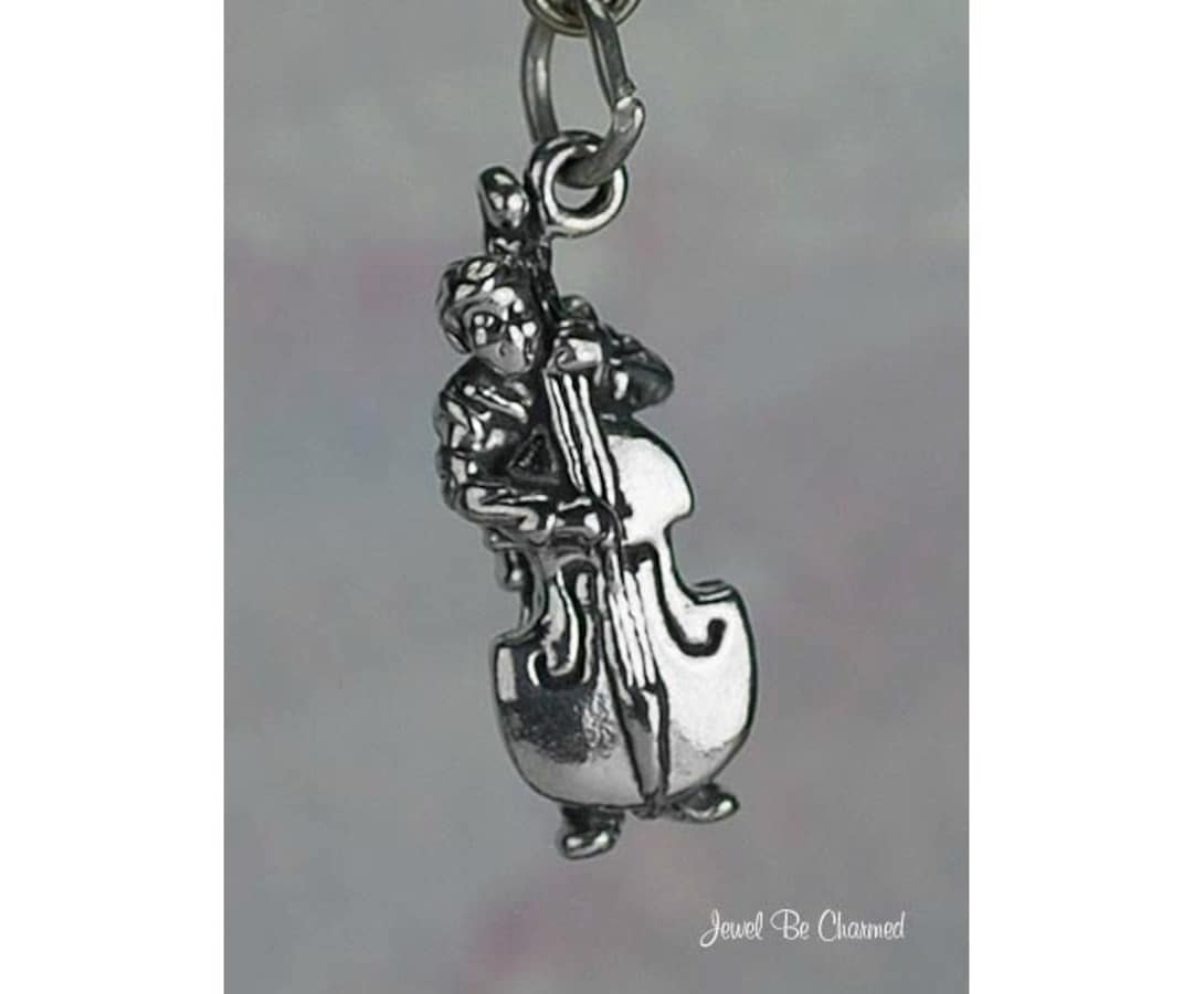 Sterling Silver Double Bass Charm Standing Upright Bass 3D Solid .925 ...