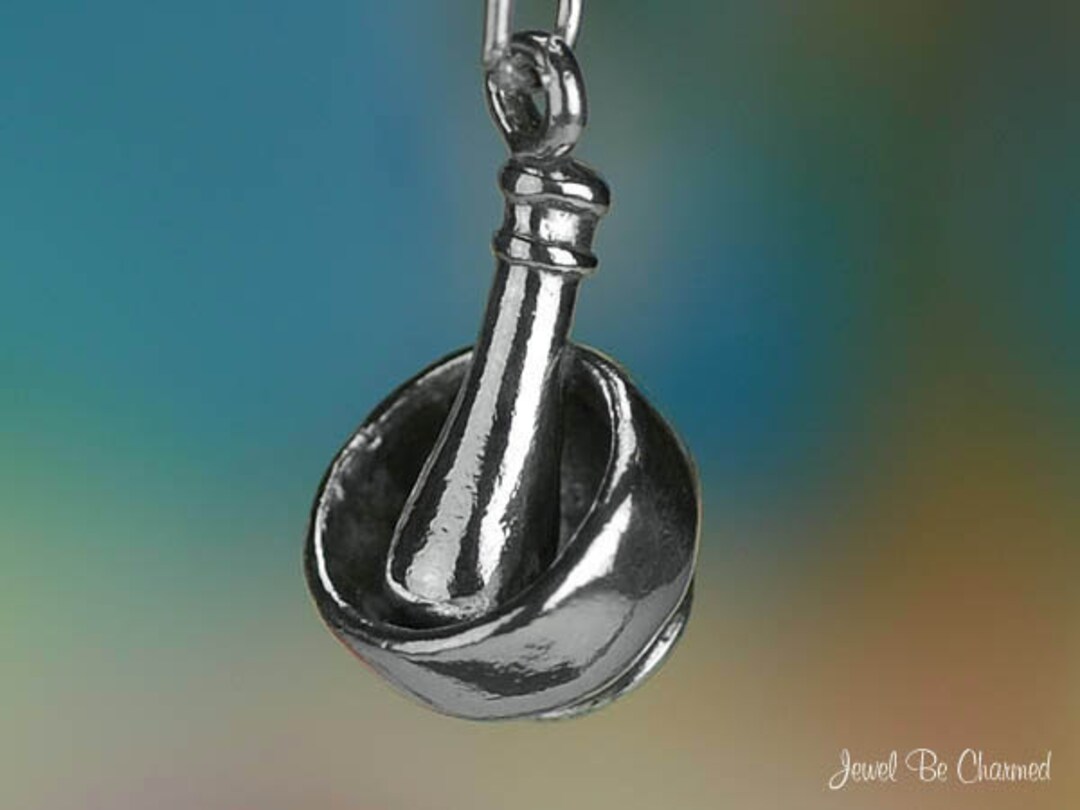 Sterling Silver Mortar and Pestle Charm Cooking or Pharmacy Solid .925 ...