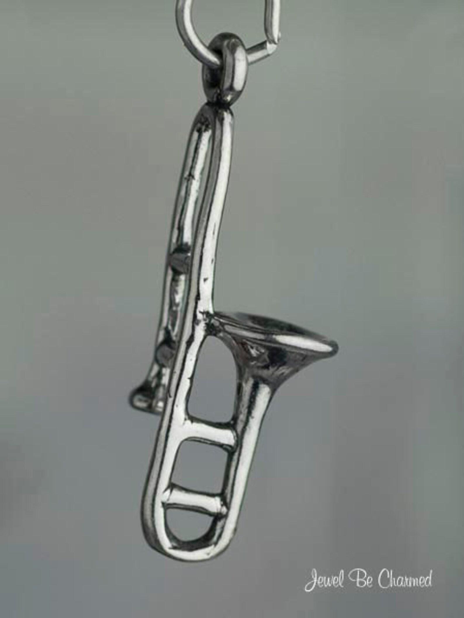 Sterling Silver Trombone Charm Instrument Music Musician 3D Solid .925 ...