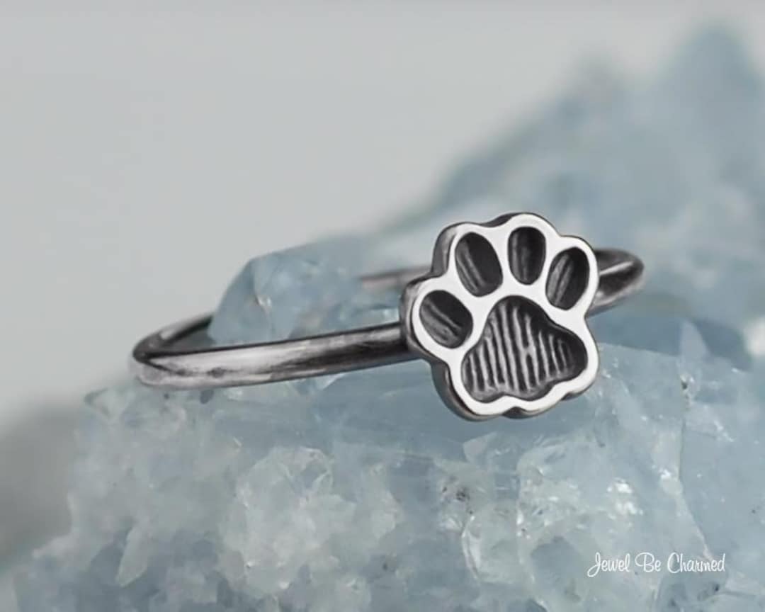 Sterling Silver Dog or Cat Pawprint Ring Paw Print Rings Solid .925 - Etsy