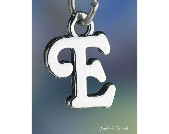 Sterling Silver Script Letter E Charm Initial Cursive Shiny Solid .925 ...