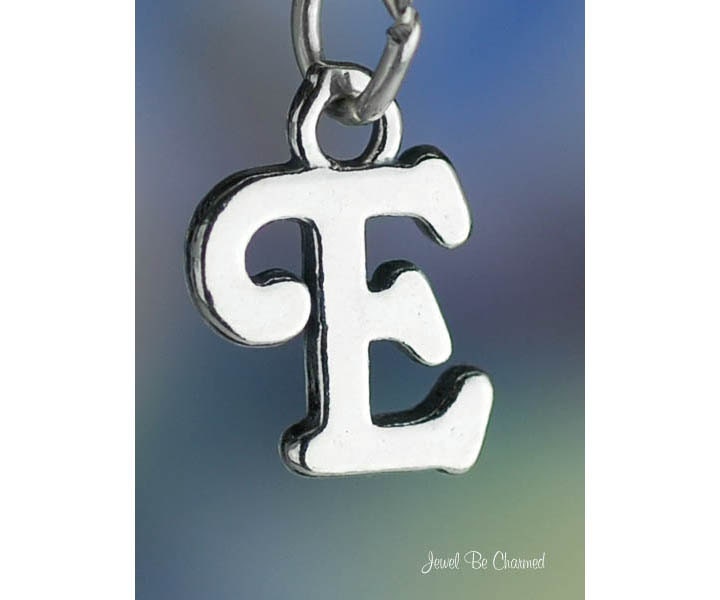Sterling Silver Script Letter E Charm Initial Cursive Shiny - Etsy