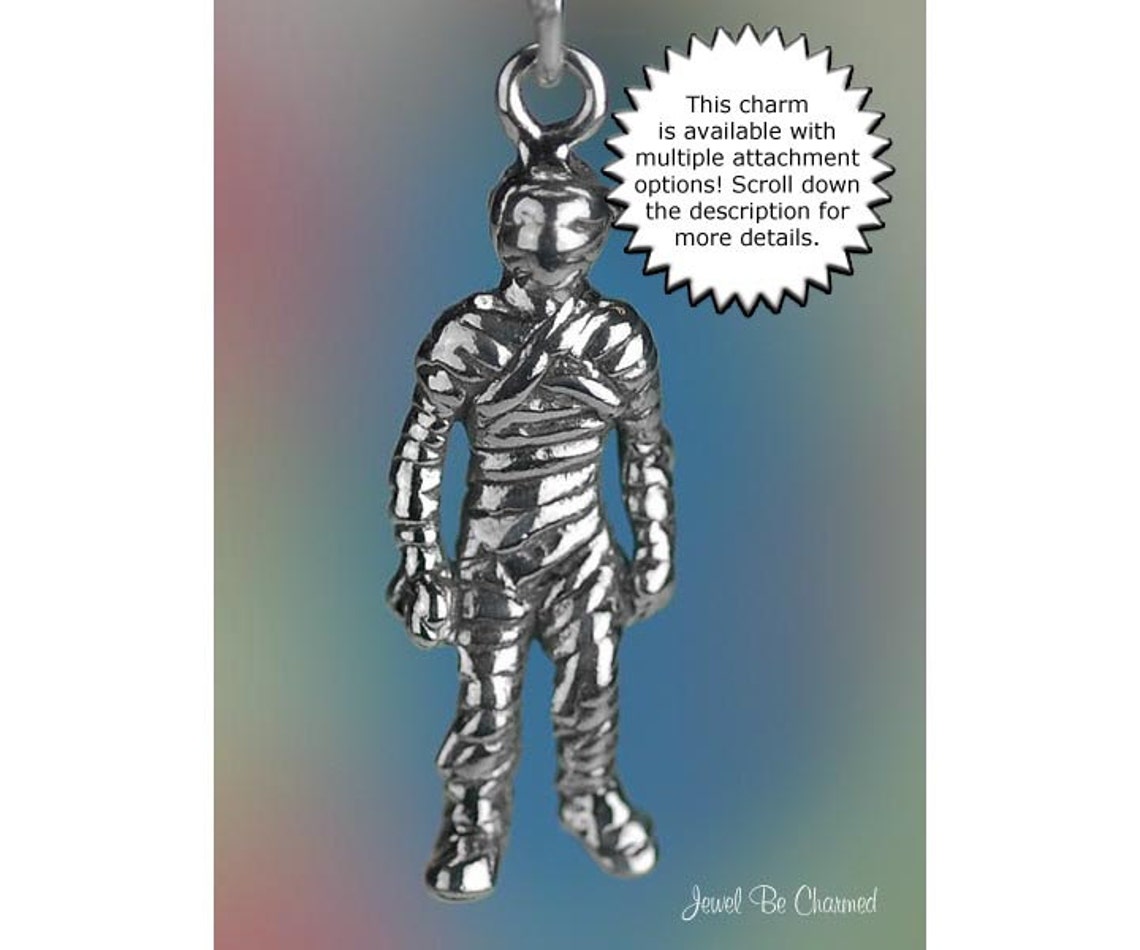 Sterling Silver Mummy Charm Egyptian or Halloween Theme 3D Solid .925 ...