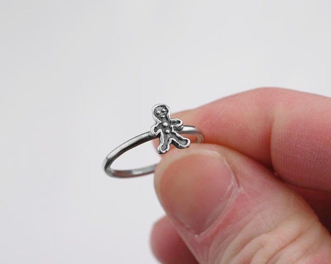 Sterling Silver Gingerbread Man Ring Solid .925 Christmas - Etsy