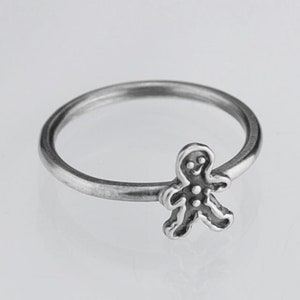 Sterling Silver Gingerbread Man Ring Solid .925 Christmas Cookie Rings ...