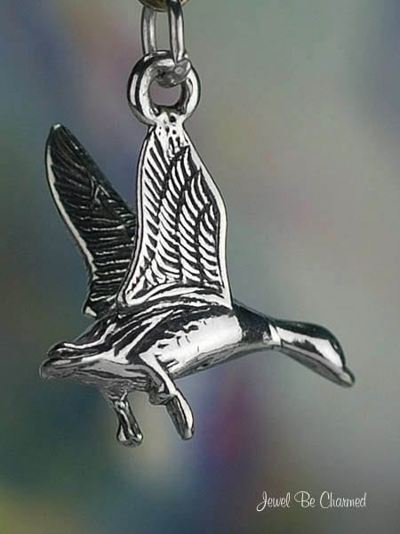 Sterling Silver Duck or Goose Charm Geese Water Bird 3D Solid .925 - Etsy