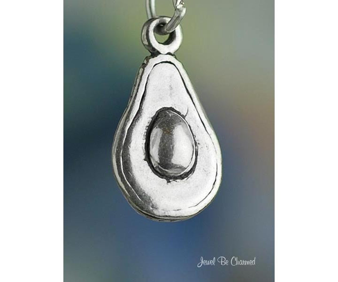Sterling Silver Avocado Charm Fresh Fruit Guacamole Food 3D Solid .925 ...