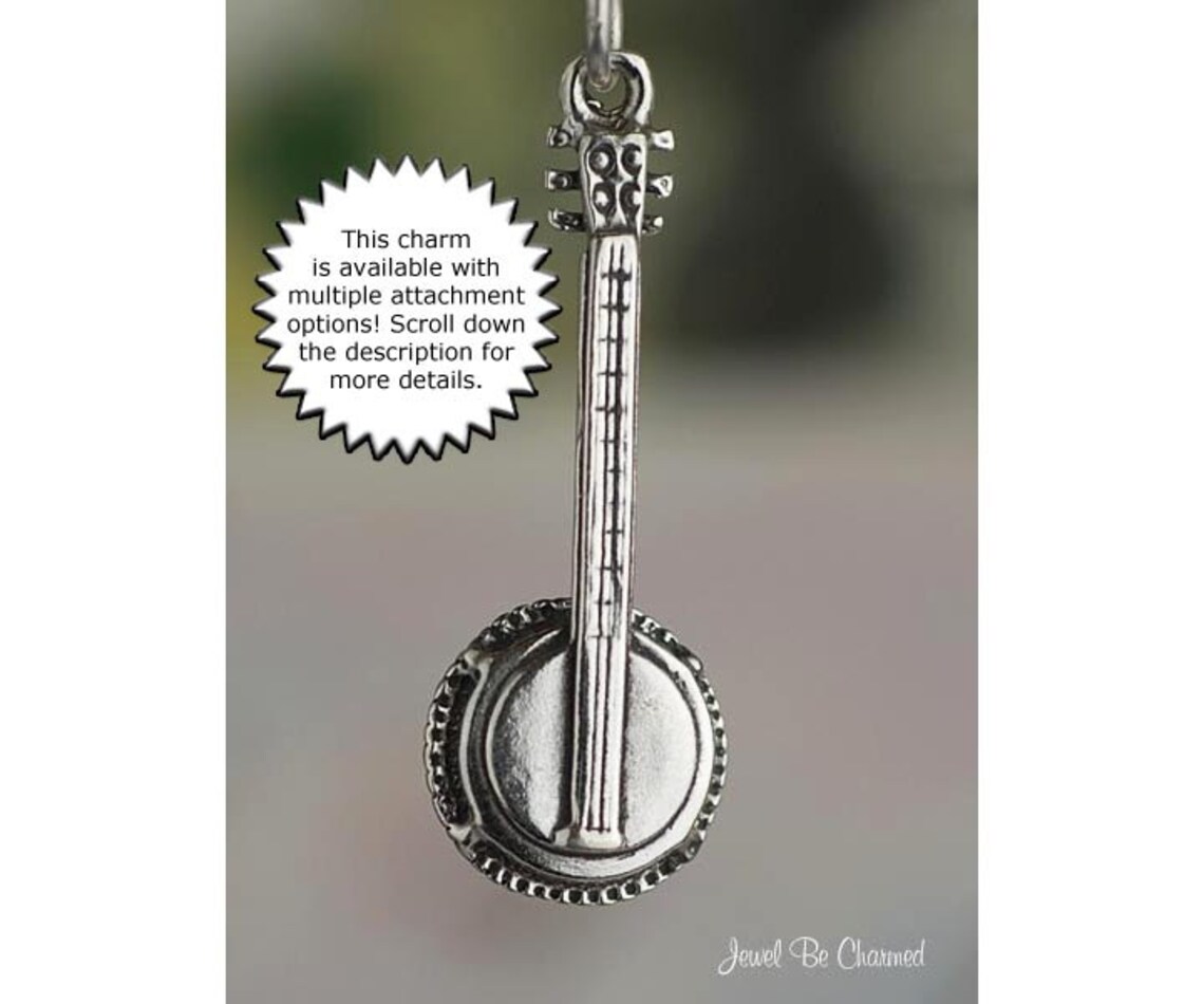 Sterling Silver Banjo Charm Musical Instrument Banjo Player Solid .925 ...
