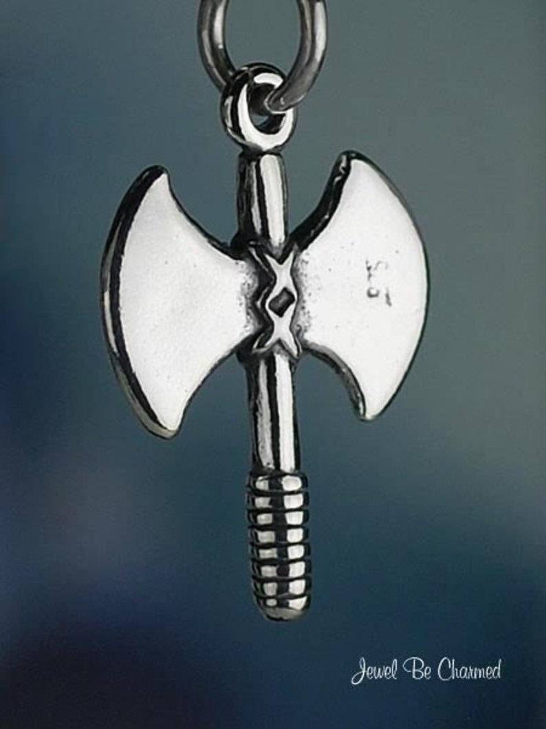 Sterling Silver Battle Axe Charm Combat Weapon Knight Ax 3D | Etsy