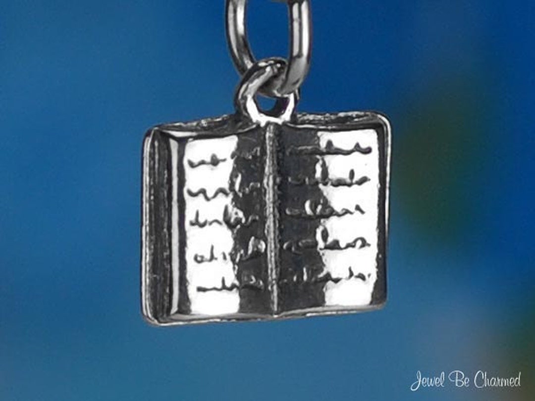Sterling Silver Book Charm Novel for Readers Book Lovers 3D Solid .925 ...