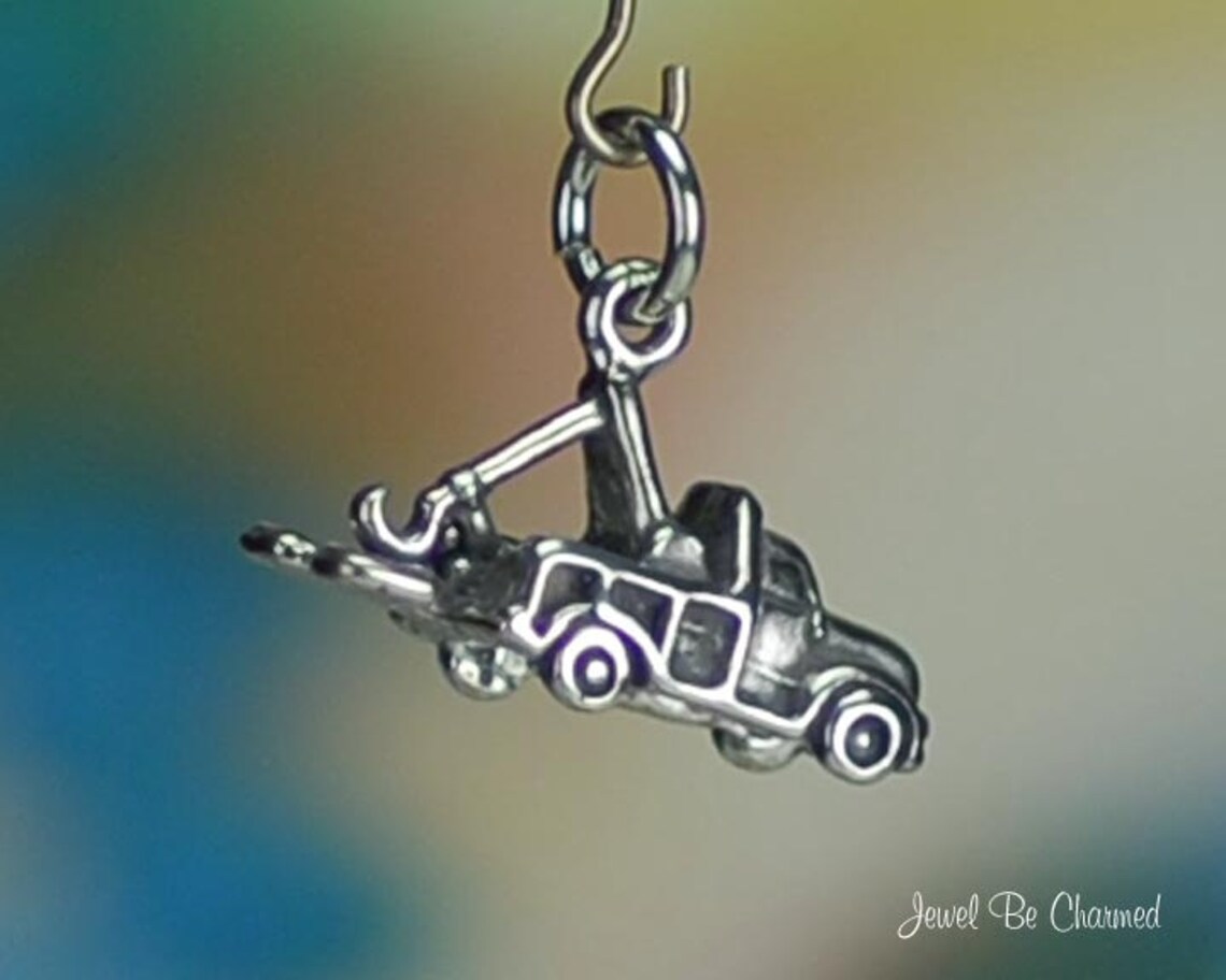 Sterling Silver Tow Truck Charm Vehicle for Towing Cars 3D - Etsy