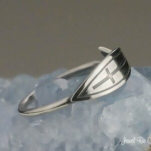 Sterling Silver Cross Christian Fish Ring Solid .925 Ichthys Custom - Etsy