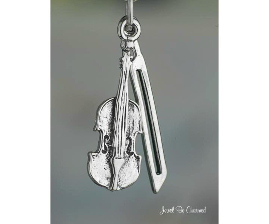Sterling Silver Violin Charm Instrument and Bow Violinist 3D Solid 925 ...